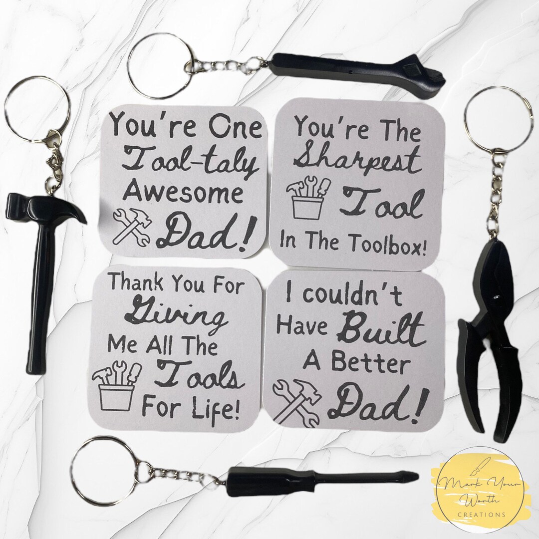 Fathers Day Tool Keychain Gift, Tool Cards for Dad, Mechanic Handyman ...
