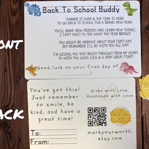 Back-to-school Buddy, First Day of School Gift, to Student From Parent ...