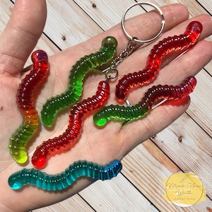 Candy Worm Keychain, Gummy Worm Keyrings, Snack Food Nostaglia Bag ...