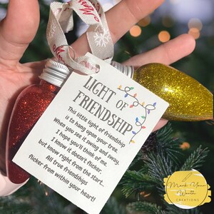 Friendship Lightbulb Ornaments Set, Best Friend Christmas Gift, Lights ...