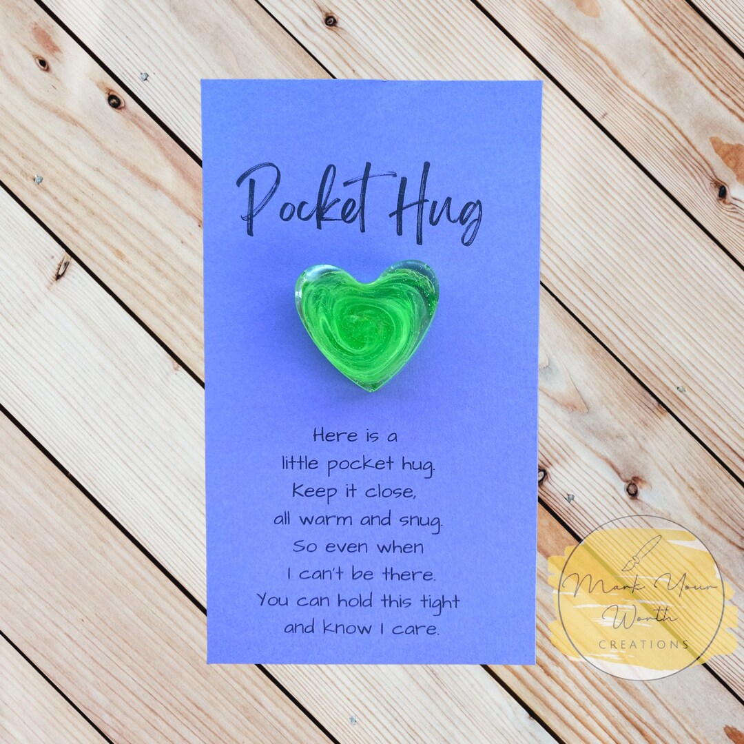 Pocket Hug, Heart, Pal, Colorful Swirl Resin Love Token, Stress Worry ...