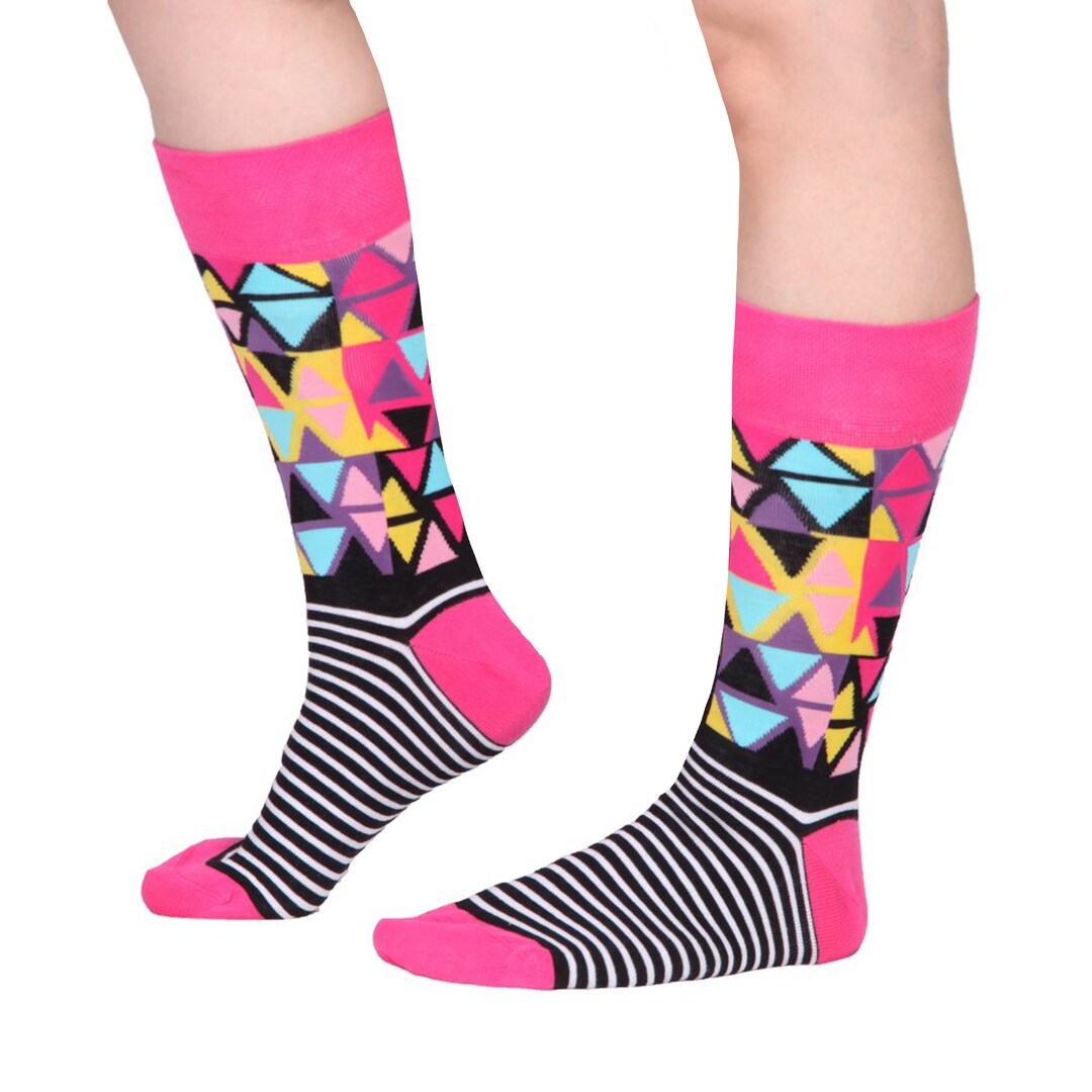 Unisex Colourful Triangles Socks | Funny Patterned Funky Socks ...