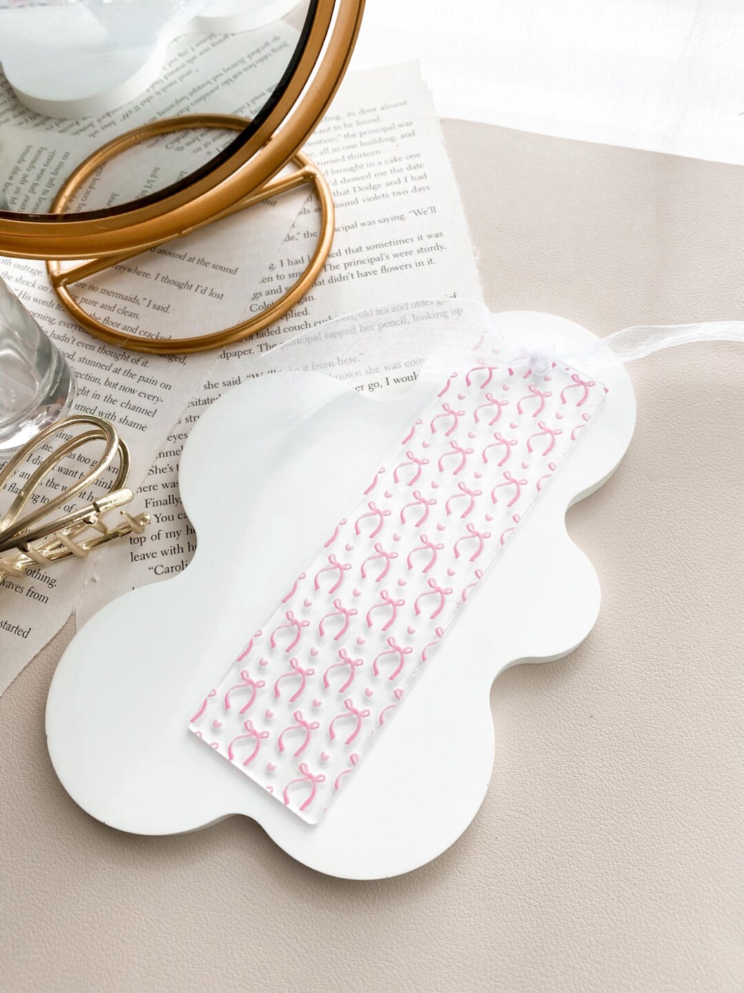 Bows Bookmark, Cute Bookamrk, Bookmarks, Acrylic Bookmark, Pink Bows ...