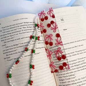 Bookmark, Acrylic Bookmark, Cherry Bows, Cherries, Bows, Book Merch ...
