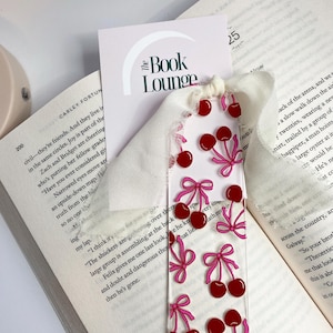 Bookmark, Acrylic Bookmark, Cherry Bows, Cherries, Bows, Book Merch ...