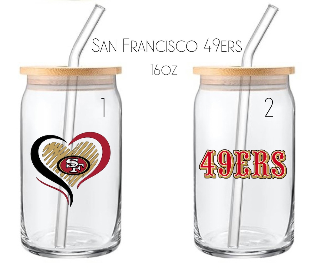 San Francisco 49ers Can Shaped Glass With Bamboo Lid & Glass - Etsy