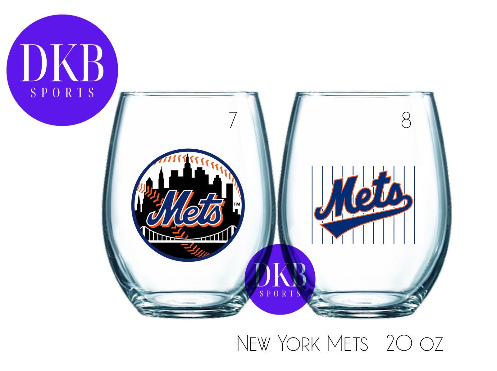 New York Mets Stemless Wine SINGLE GLASS Wine SETS Singles Barware - Etsy