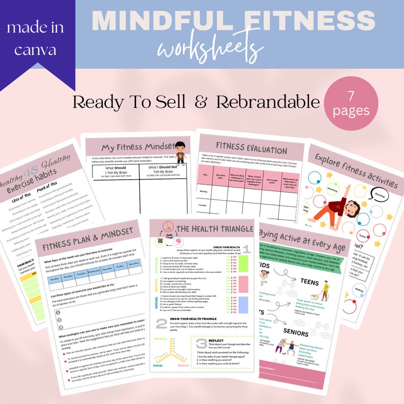 Mindful Fitness Worksheets, Done for You Brandable Coaching Program ...