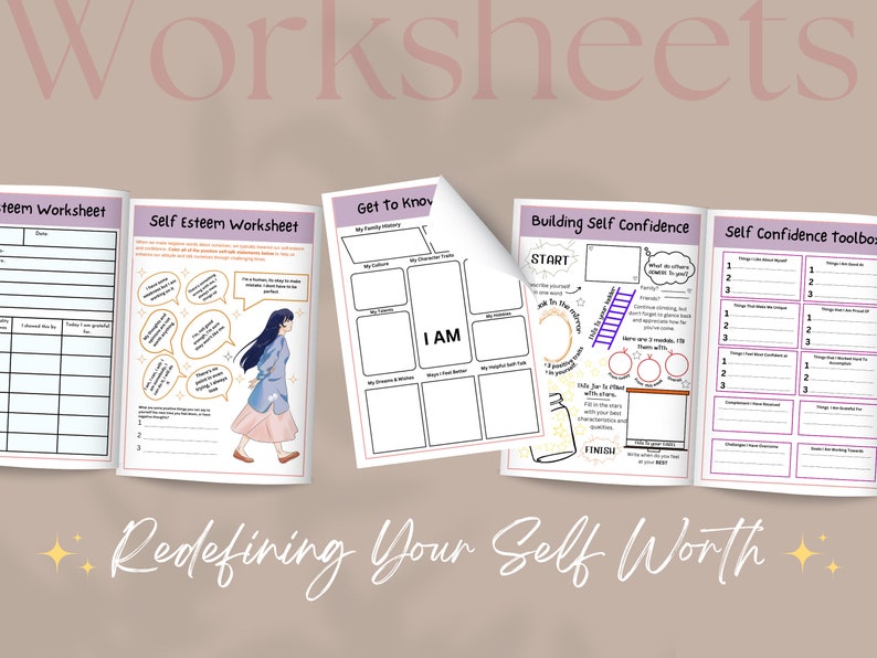 Self Worth Worksheets Done for You, Brandable Coaching Program, Self ...