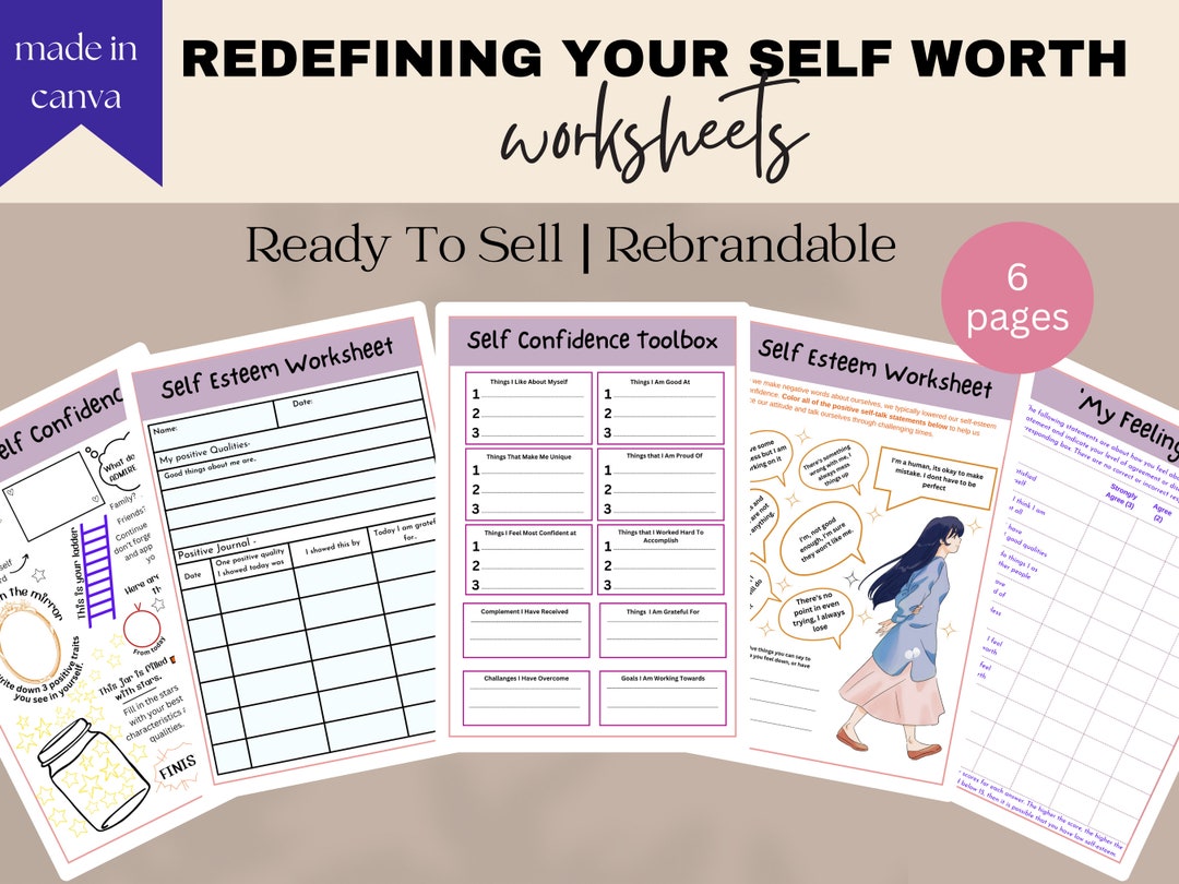 Redefining Your Self Worth Worksheets Done for You Brandable - Etsy Redefining Your Self Worth Worksheets Done for You Brandable - Etsy