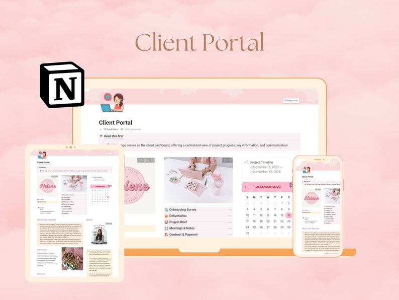 Notion Template Client Portal Client Dashboard Project - Etsy