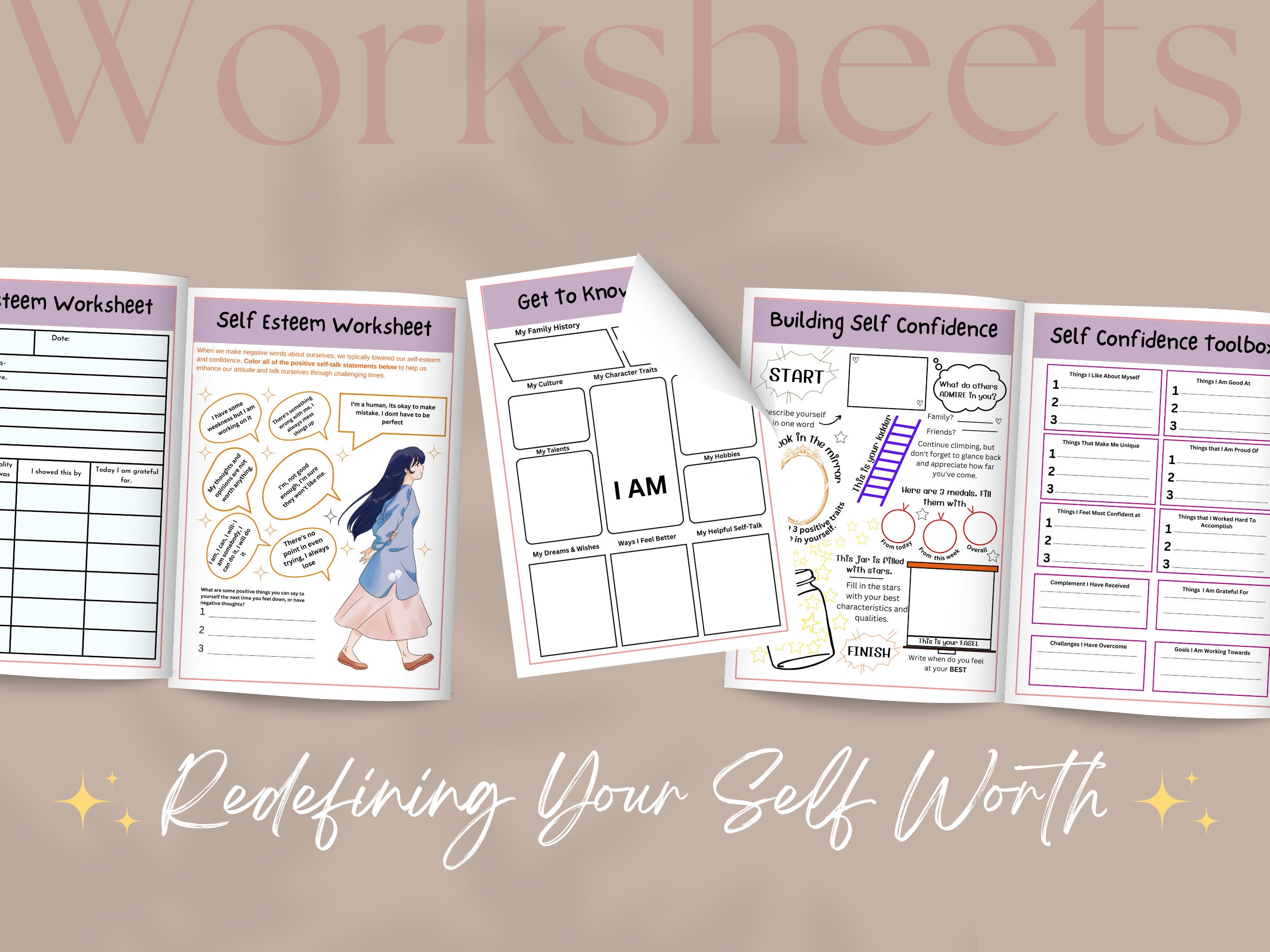 Redefining Your Self Worth Worksheets Done for You Brandable - Etsy Redefining Your Self Worth Worksheets Done for You Brandable - Etsy