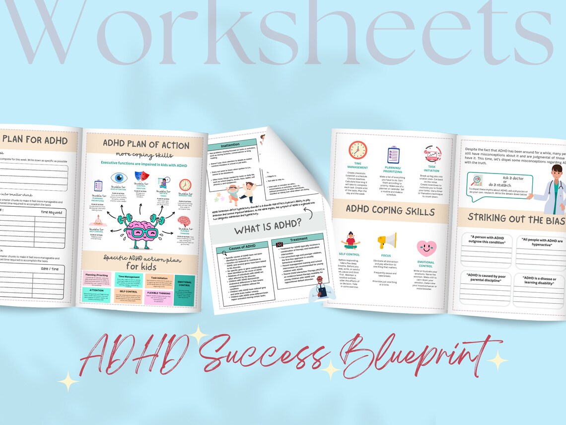 ADHD Success Blueprint Worksheets, Done for You Brandable Coaching ...