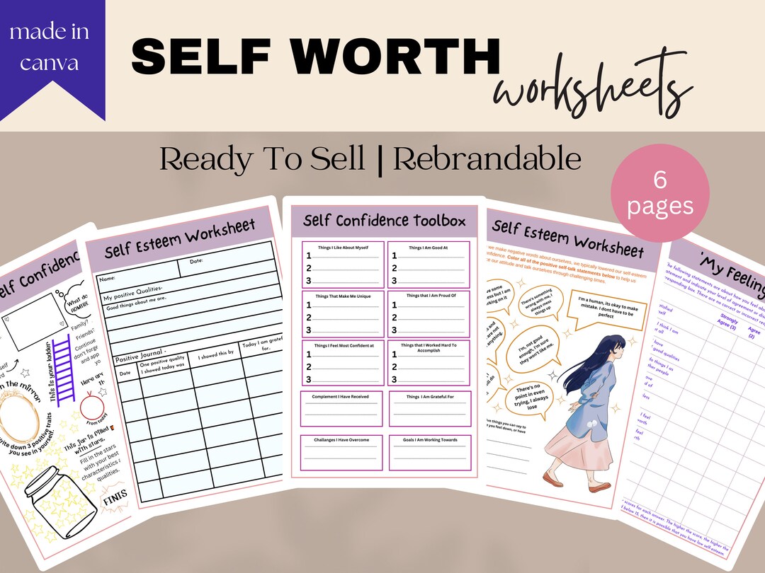 Self Worth Worksheets Done for You, Brandable Coaching Program, Self ...
