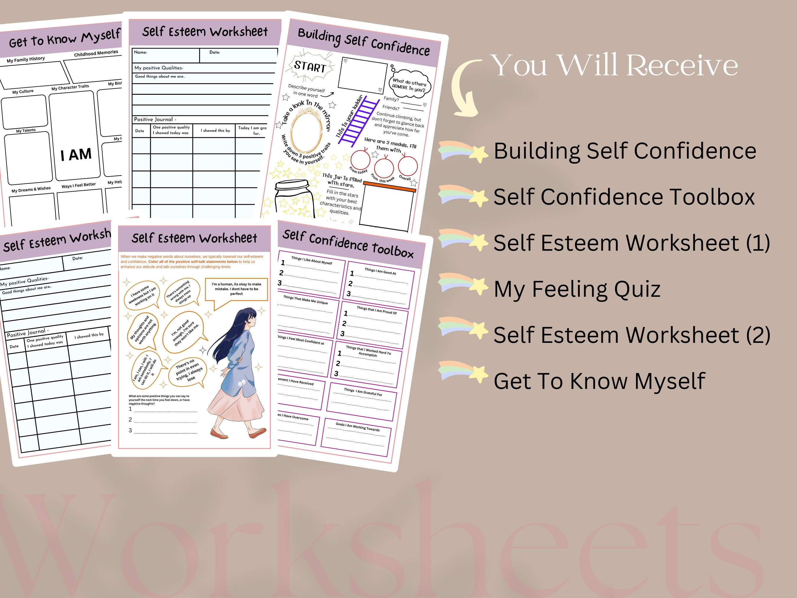 Self Worth Worksheets Done for You, Brandable Coaching Program, Self ...