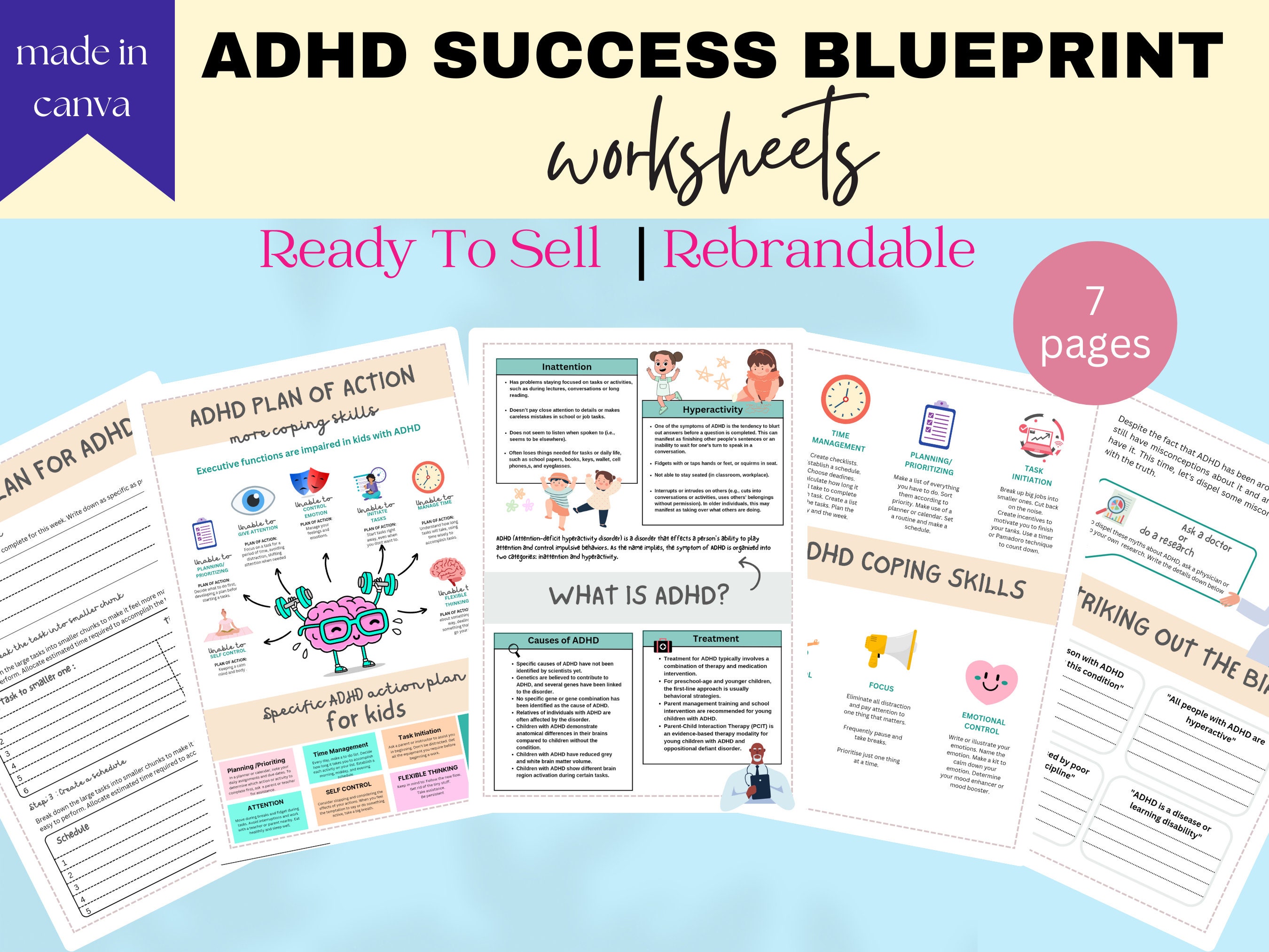 ADHD Success Blueprint Worksheets, Done for You Brandable Coaching ...