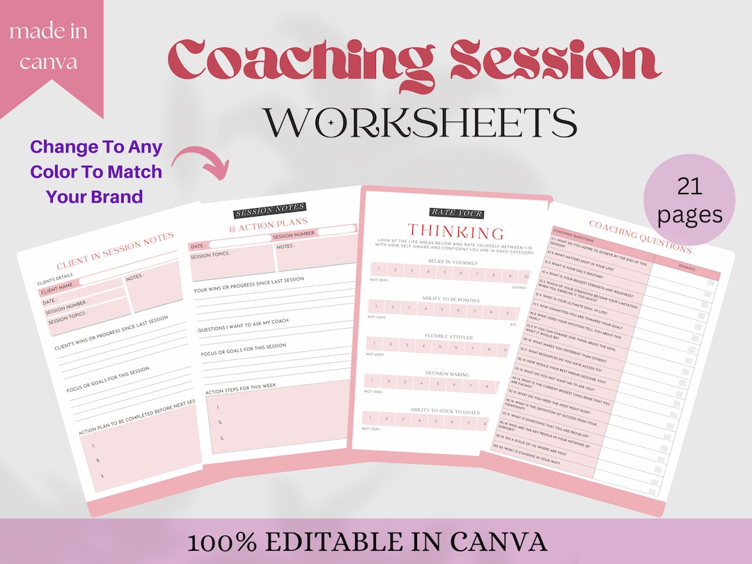 Coaching Session Worksheets | Coaching Worksheets Template | Coaching ...