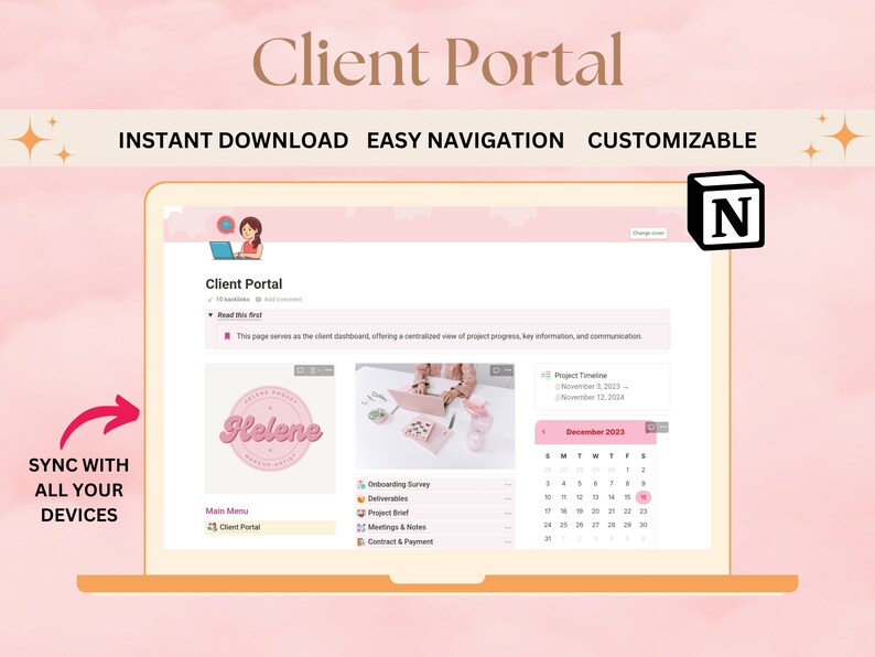 Notion Template Client Portal Client Dashboard Project - Etsy
