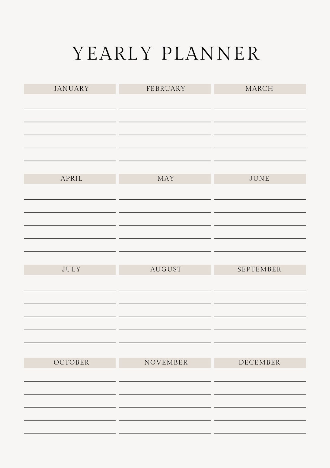 2022-2023 Printable Minimal Yearly Planner, Yearly Goal Planner, Yearly ...