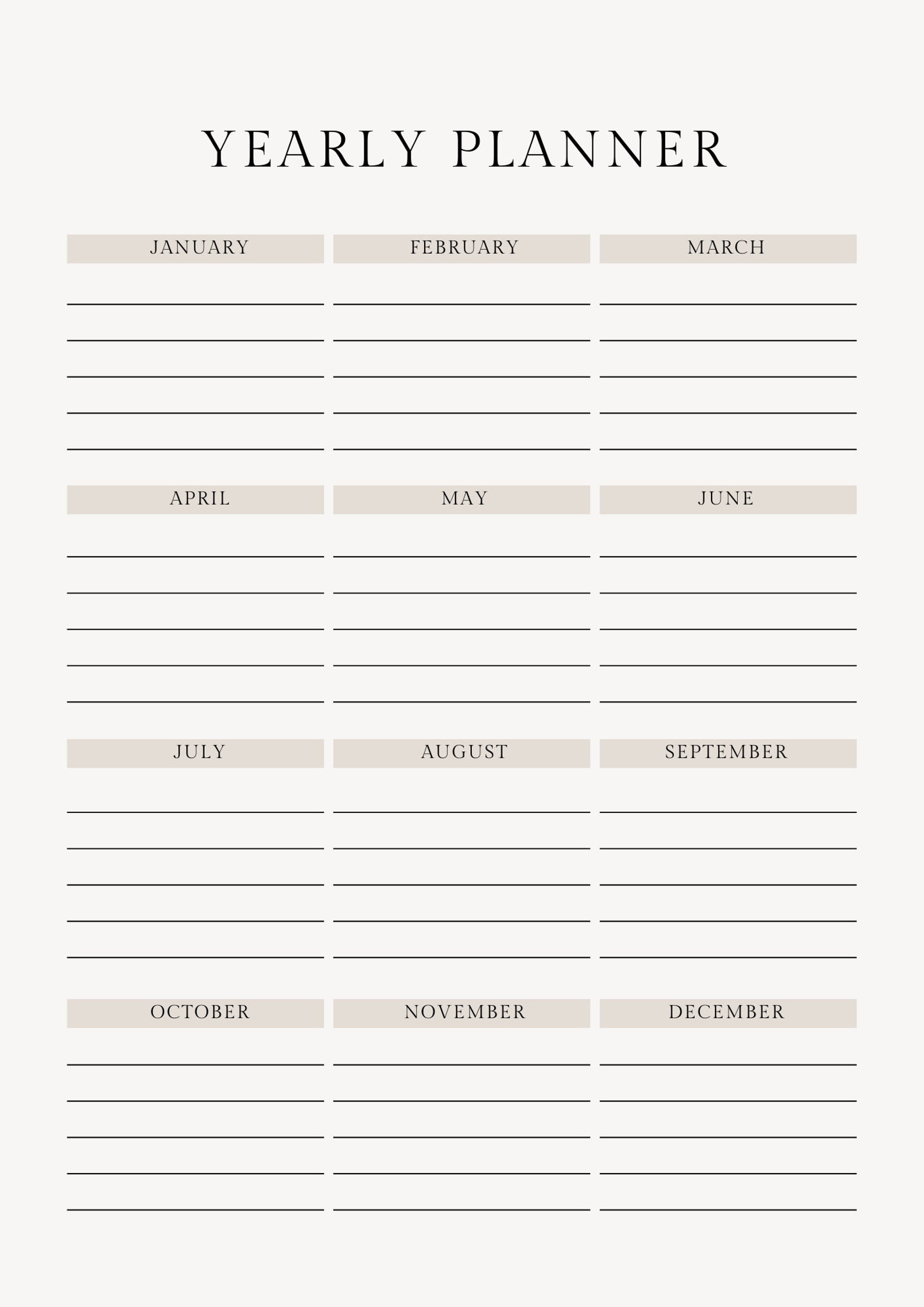 2022-2023 Printable Minimal Yearly Planner, Yearly Goal Planner, Yearly ...