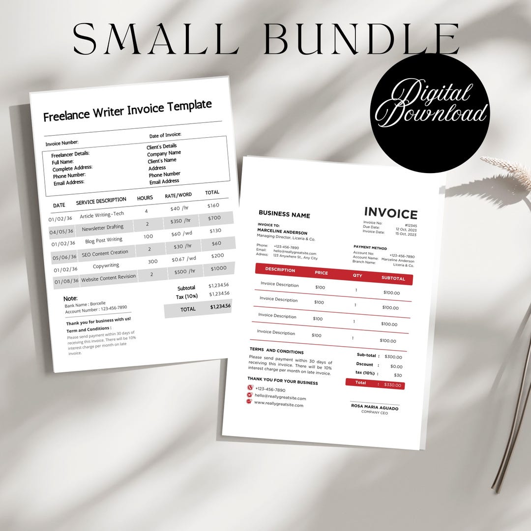 Business Client Invoice, Freelance Writer Invoice Template, Editable ...