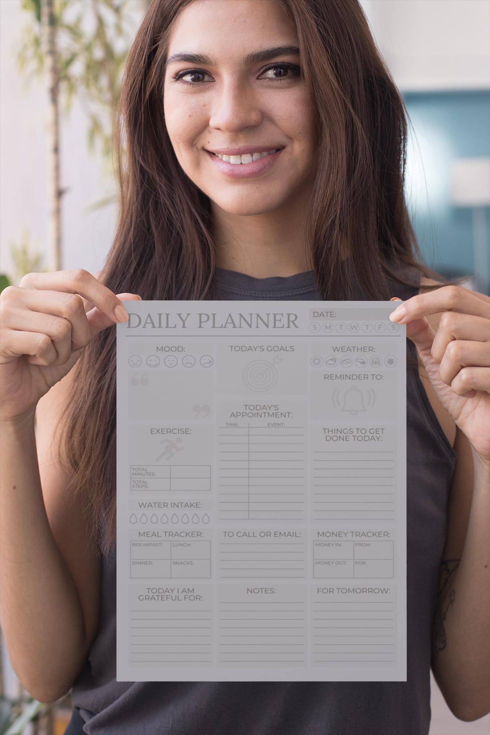 White Elegant Customizable & Printable Daily Planner, Minimal Daily ...