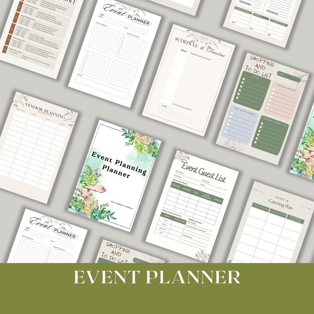 Party Planner Bundle Printable Event Planner Notebook Digital Birthday ...