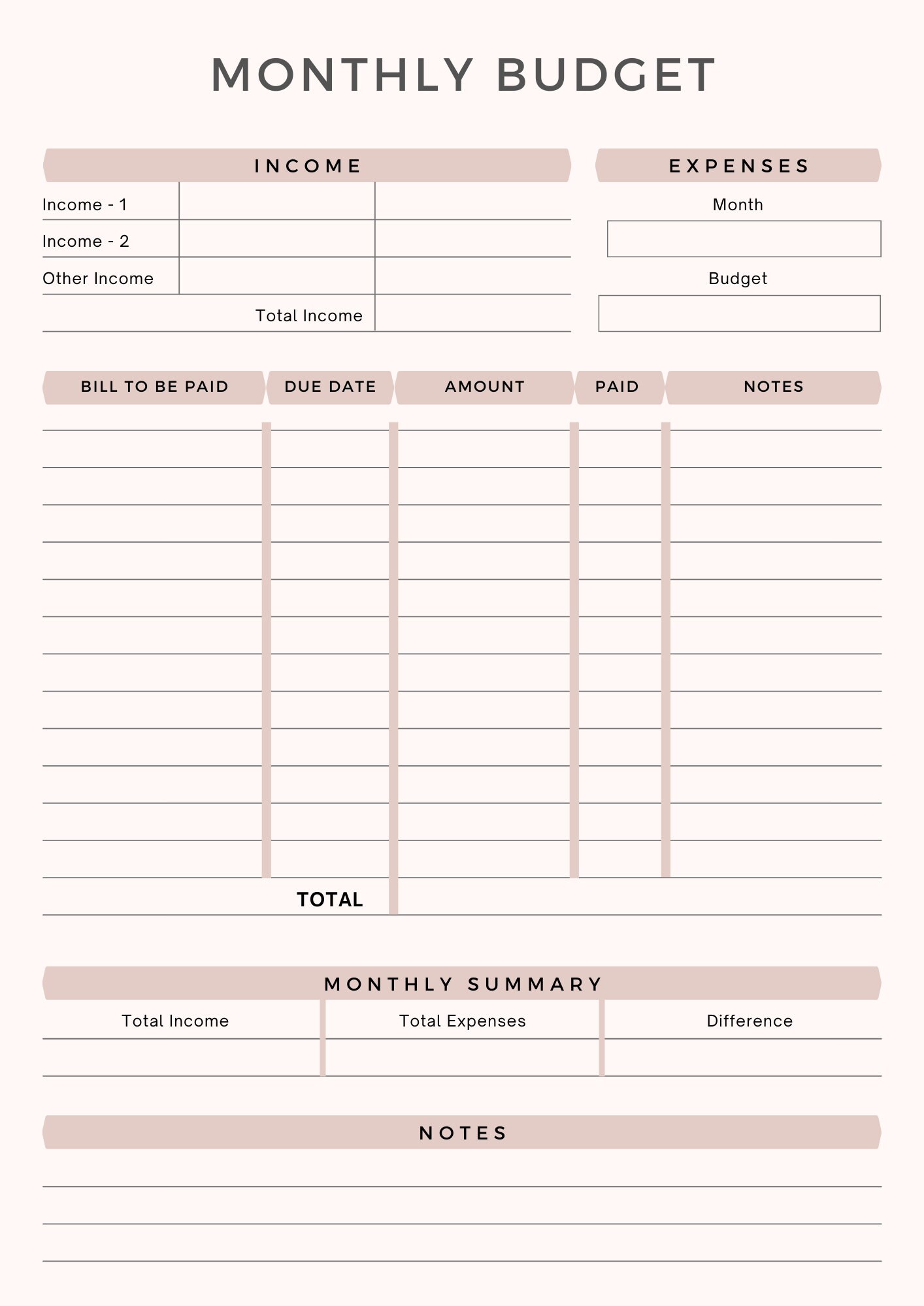 Printable Monthly Budget Planner Sheet Monthly Income Expense Printable Monthly Budget Planner Sheet Monthly Income Expense