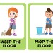 Printable House Chores Verbs Flashcards, Kid Responsibility Flashcards ...