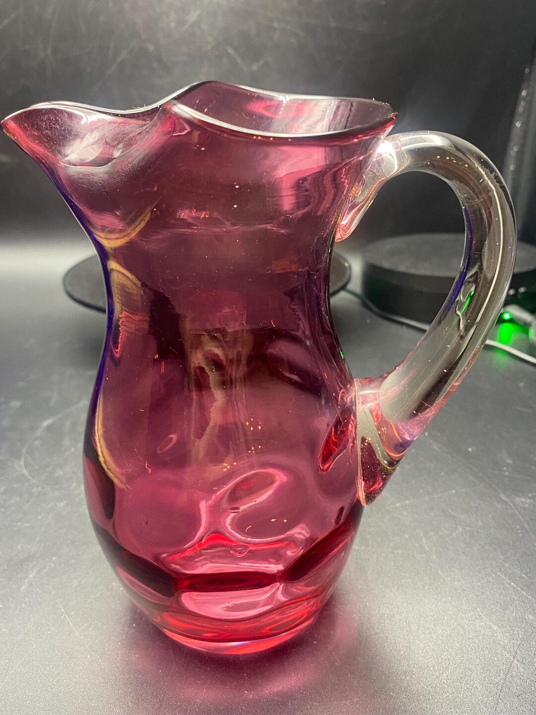 Fenton Cranberry Coin Dot Pitcher - Etsy