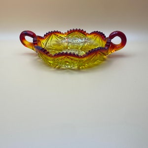 L.E. Smith Amberina Double Handled Nappy - Etsy