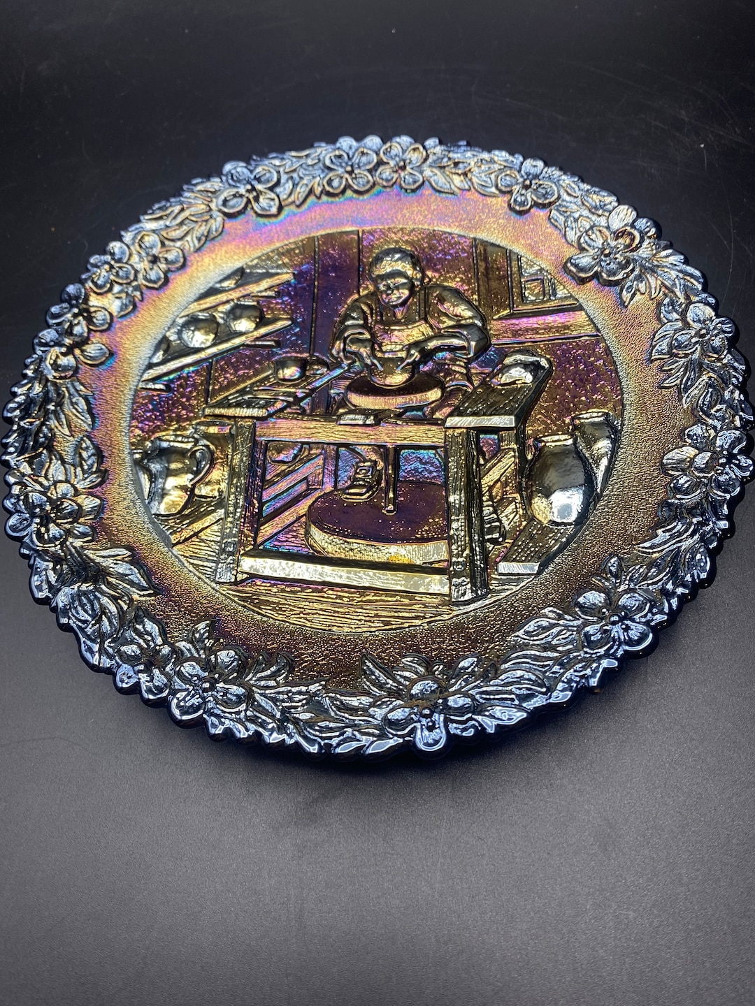 Fenton Commemorative Plate Carnival Glass Potter - Etsy
