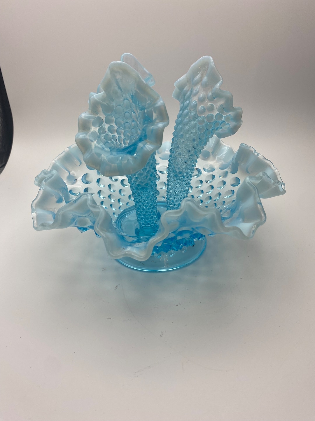 Fenton Blue Opalescent Hobnail Epergne - Etsy