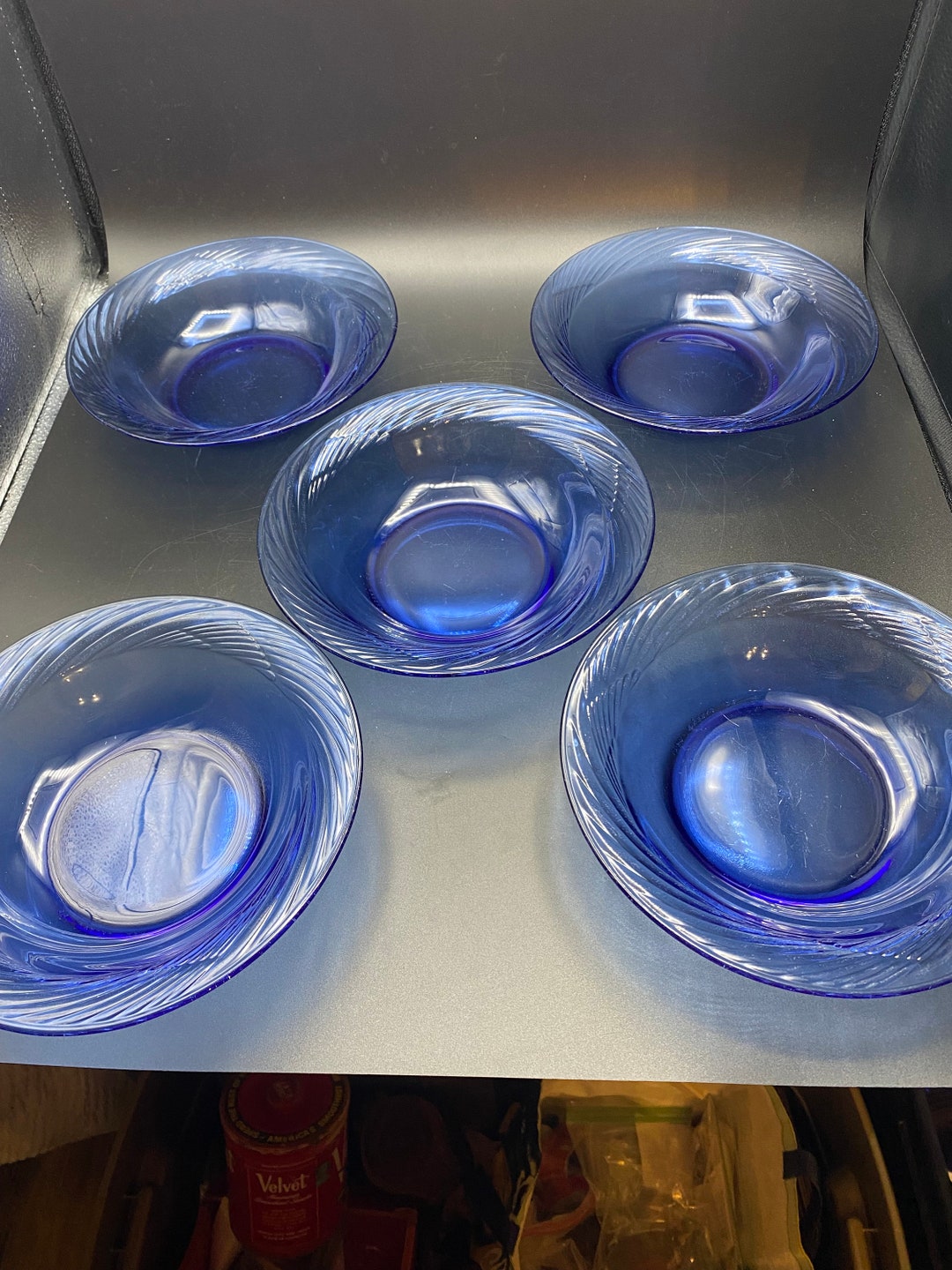 Cobalt Pyrex Festiva Swirl Soup Bowls - Etsy