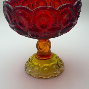 L.E. Smith Amberina Compote Moon N Star - Etsy