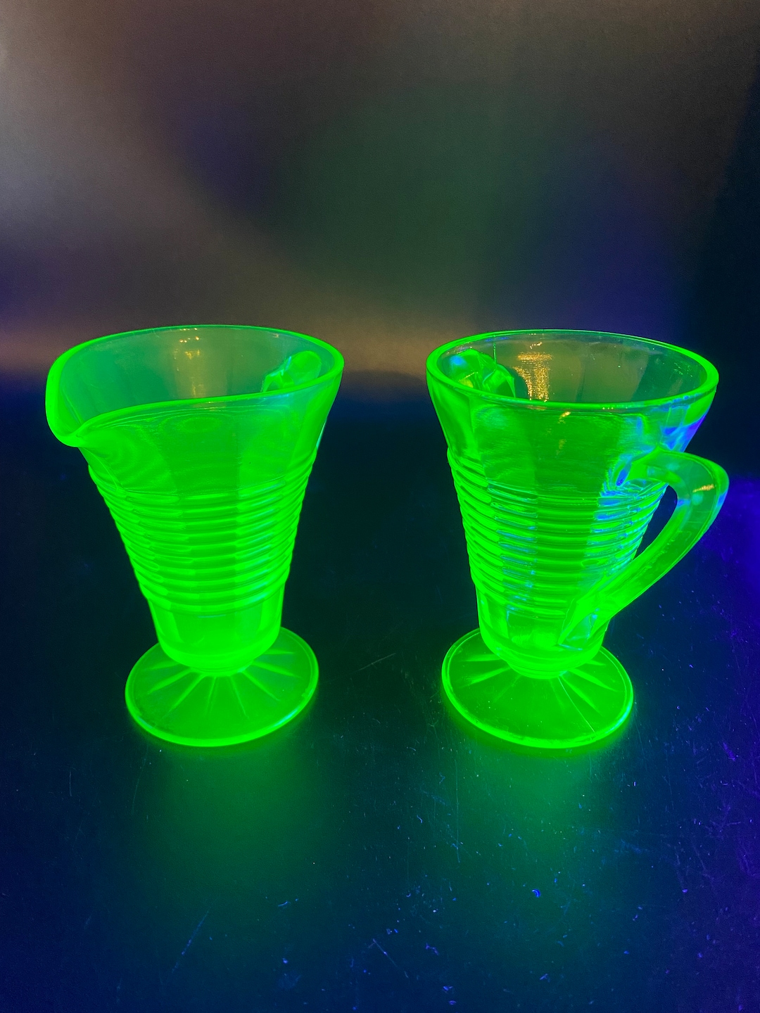 Anchor Hocking Circle Green Cream N Sugar Uranium - Etsy