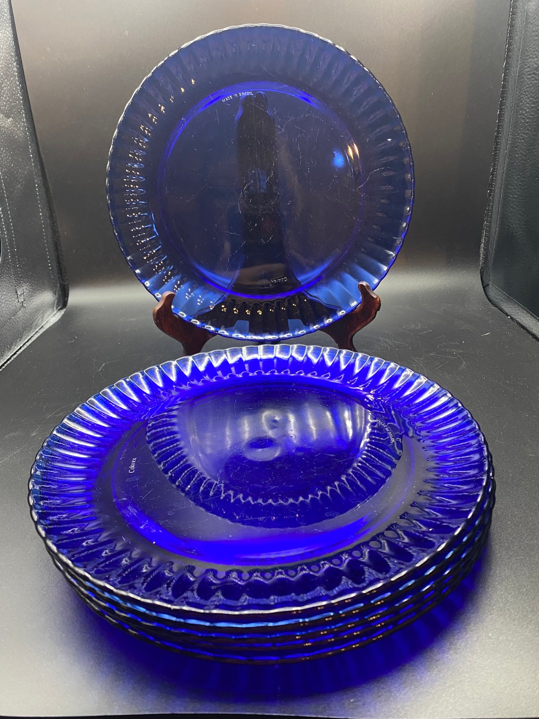 Cobalt Dinner Plates Fluted Edge - Etsy