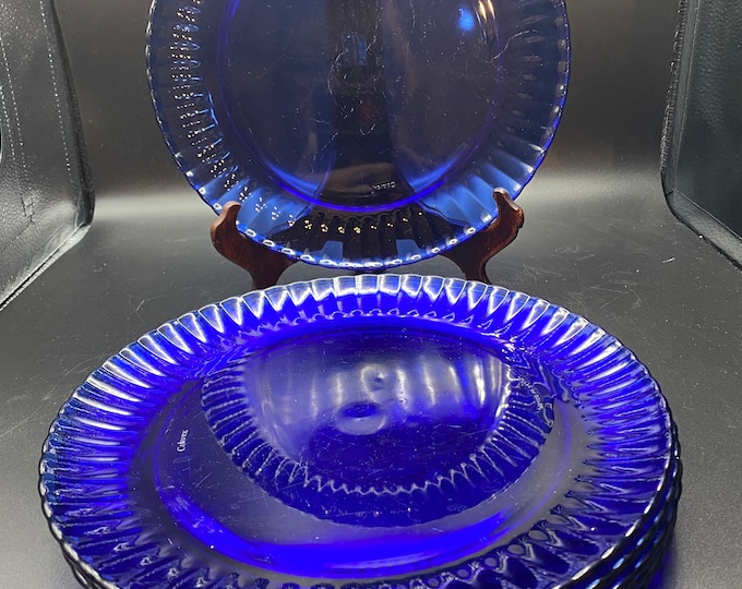 1970's Duralex Bormioli Rocco France Cobalt Blue Swirl Pattern 9 Inch ...