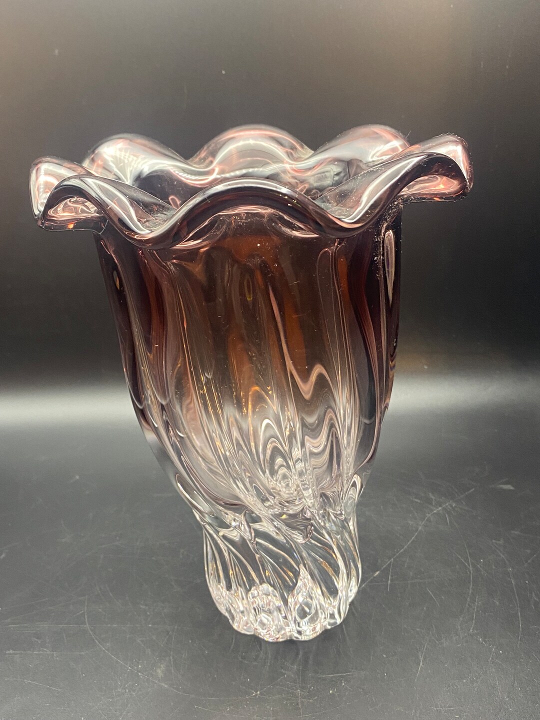 Shannon Crystal Purple Swirl Vase - Etsy