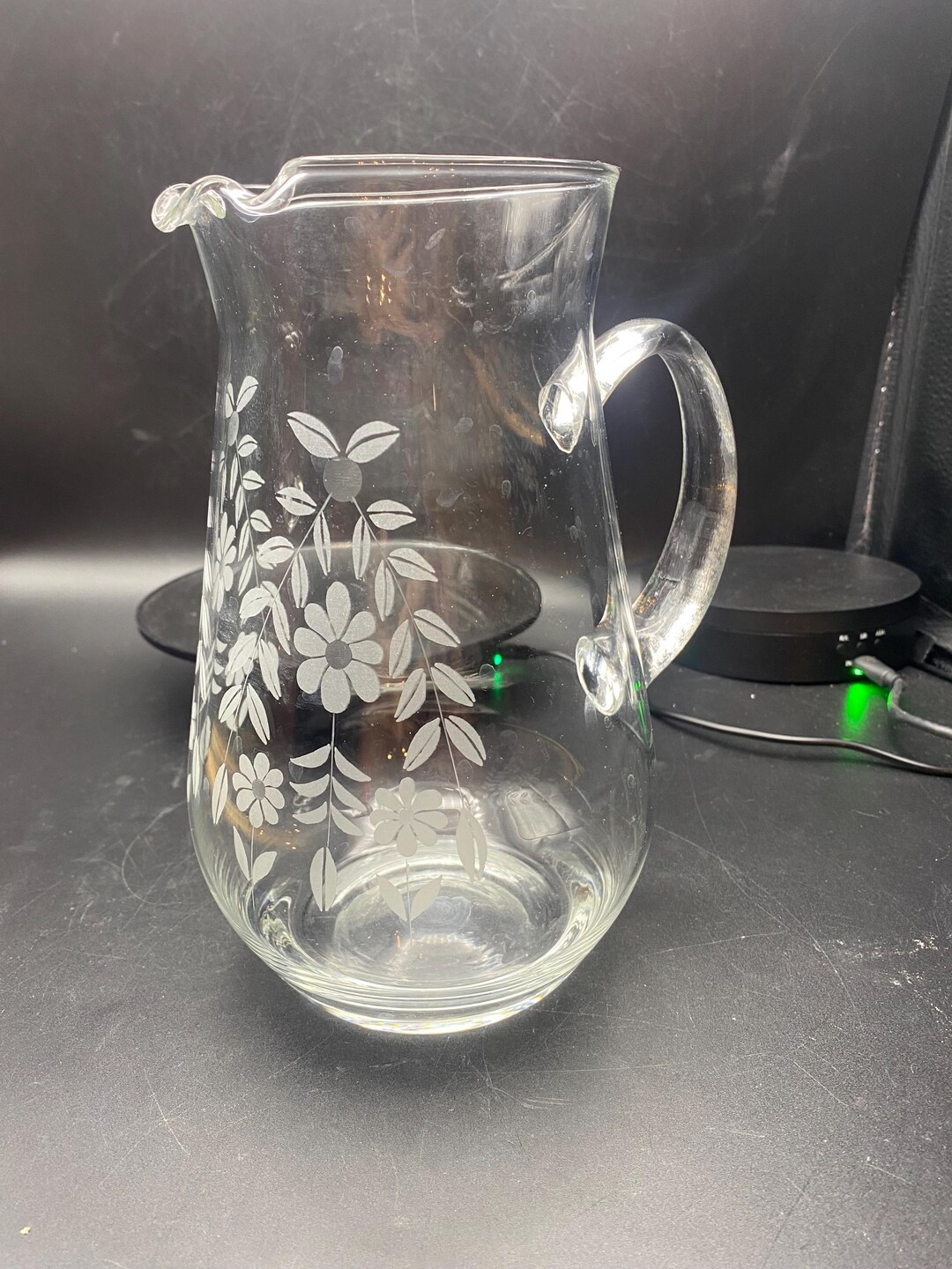 EAPG Etched Pitcher With Wavy Pour Spout - Etsy