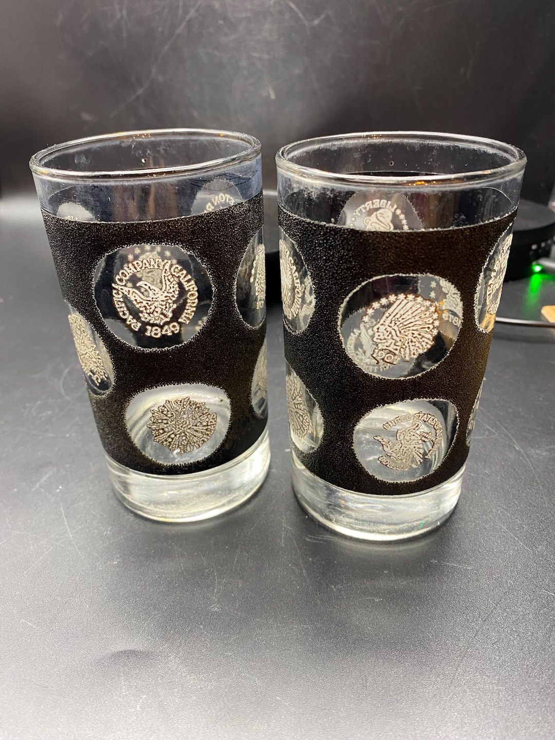 Libby Glass Textured Gold Coin Glasses - Etsy
