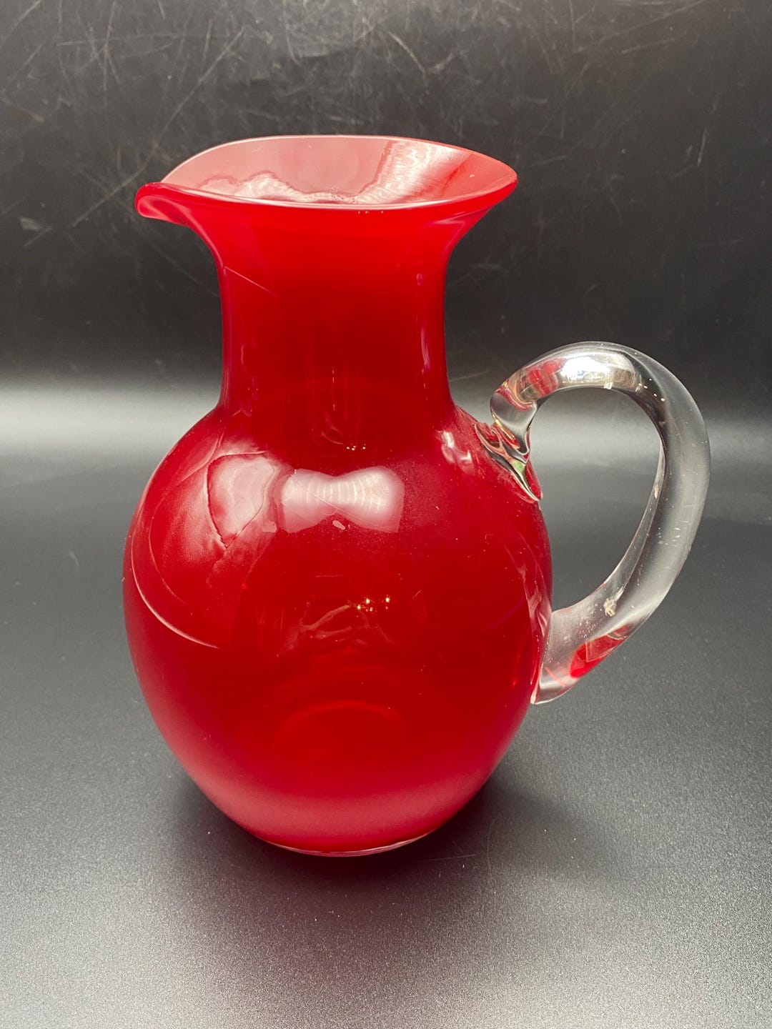 Red Encased Glass Pitcher - Etsy