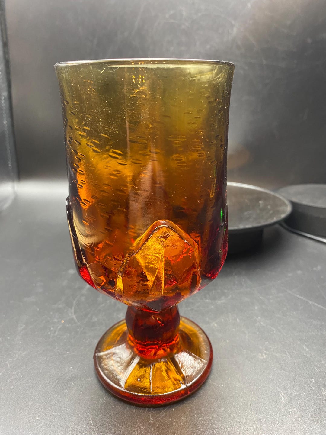 Tiffin Amber Ombré Pedestal Goblet - Etsy