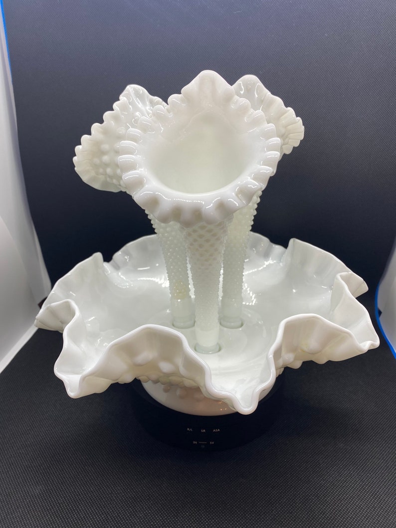 Fenton Milkglass Hobnail Epergne Large Size - Etsy