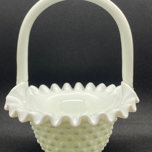 Fenton White Hobnail Basket - Etsy