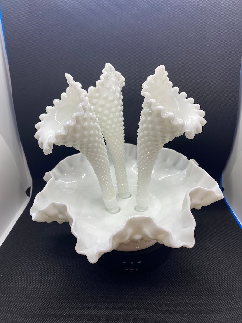 Fenton Milkglass Hobnail Epergne Large Size - Etsy