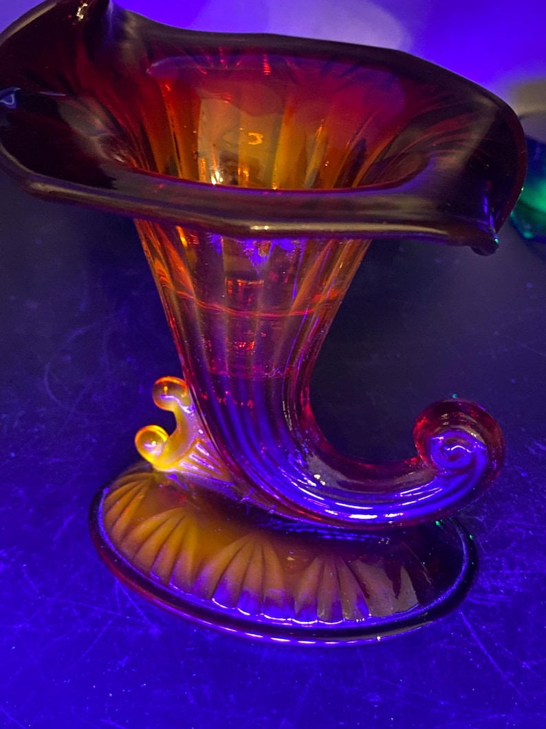 Fenton Amberina Cornucopia Candle Holder - Etsy