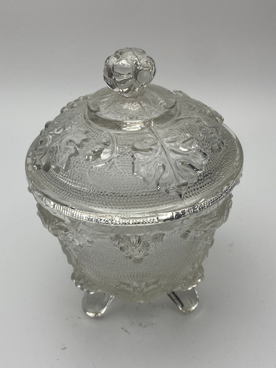Jeanette Glass Lidded Footed Candy Dish - Etsy