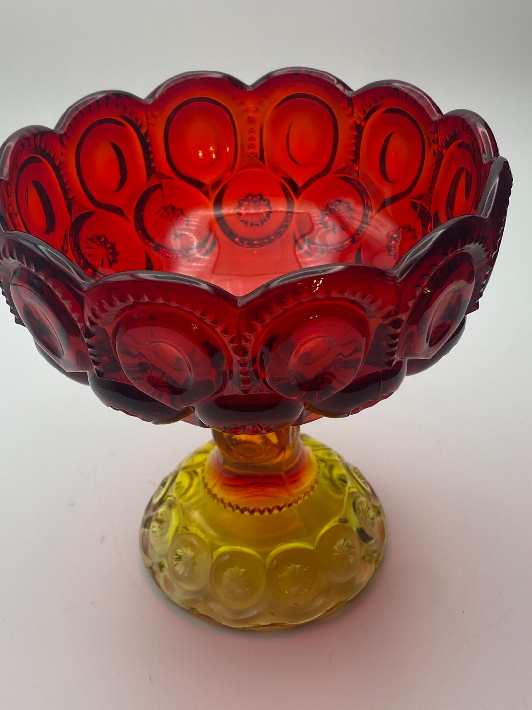 L.E. Smith Amberina Compote Moon N Star - Etsy