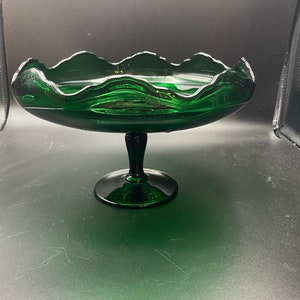 Emerald Green Pedestal Wavy Rim Bowl - Etsy